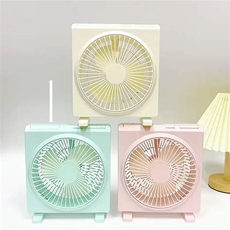 พัดลมตั้งโต๊ะ พัดลมพกพา รุ่น Square Fan หน้ากว้าง 6 นิ้ว ความแรงลม 3 ระดับ แบบชาร์จusb เสียง