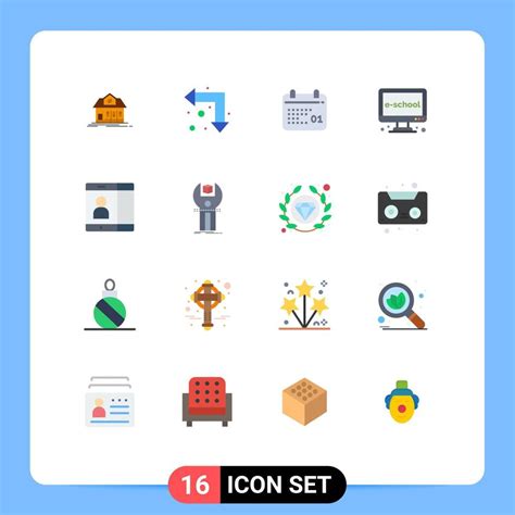 User Interface Pack Of 16 Basic Flat Colors Of Mobile Learning Canada Electronic E Editable Pack