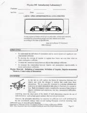 Lab One Dimensional Collisions Partners Section Physics Introductory
