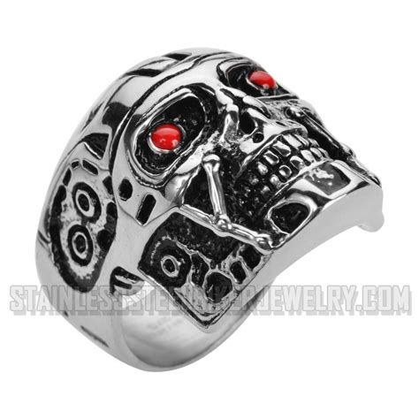 Mens Terminator Skull Ring Stainless Steel Stainless Steel Biker