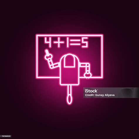 스마트 로봇 교사 로봇 네온 아이콘입니다 인공 지능 세트의 요소 웹사이트 웹 디자인 모바일 앱 정보 그래픽에 대 한 간단한 아이콘 개념에 대한 스톡 벡터 아트 및 기타