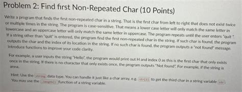 solved problem 2 find first non repeated char 10 points