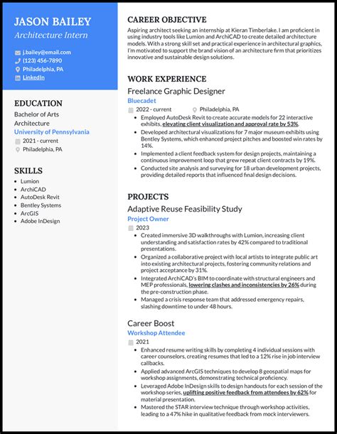 5 Architecture Intern Resume Examples For 2025