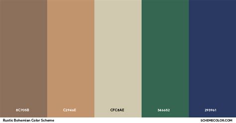 Rustic Bohemian Color Scheme Palettes