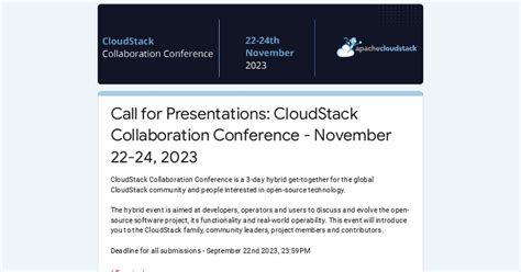 Apache Cloudstack On Linkedin Call For Presentations Cloudstack Collaboration Conference