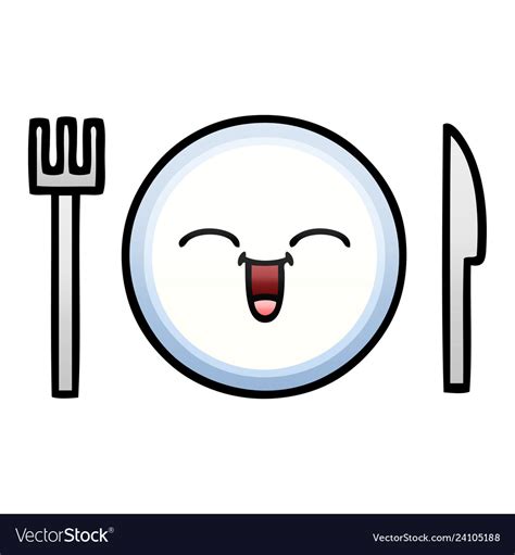 Gradient Shaded Cartoon Dinner Plate Royalty Free Vector