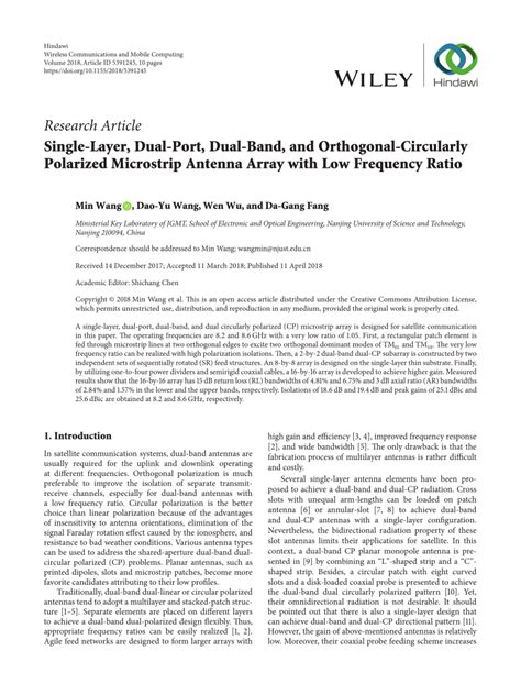 Pdf Single Layer Dual Port Dual Band And Orthogonal Circularly Polarized Microstrip Antenna