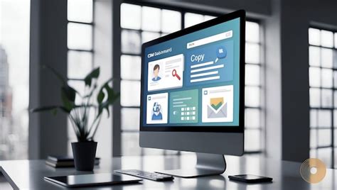 Photo Realistic Crm Dashboard And Contact Icon With Copy Space Vector Illustration Of Crm