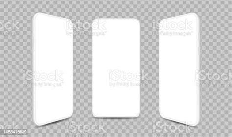 스마트 폰 휴대 전화 템플릿입니다 전화 디지털 장치의 현실적인 벡터 그림입니다 투명 한 배경입니다 3d 0명에 대한 스톡 벡터