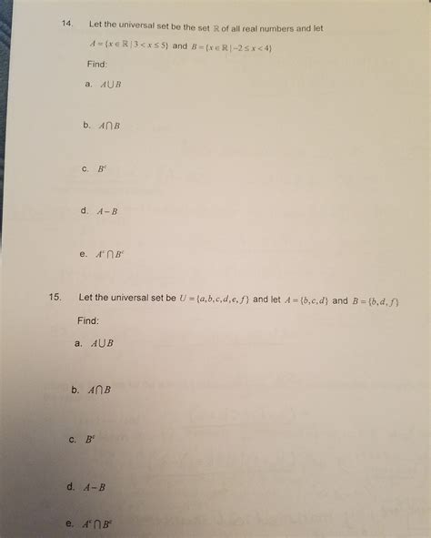 Solved Let The Universal Set Be The Set R Of All Real Chegg Com