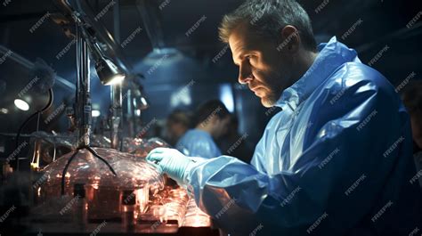 Premium Ai Image Surgeon Standing In Illuminated Operating Room With