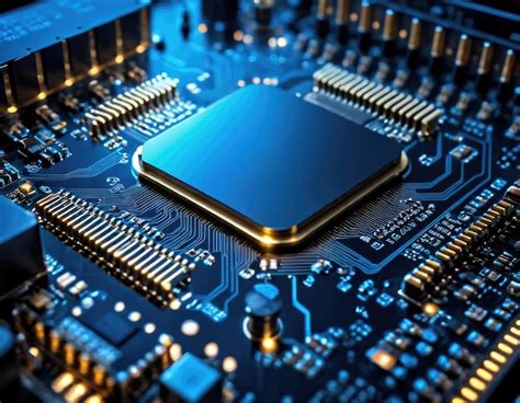 Detailed Closeup Macro Electronic Printed Circuit Board Chip For