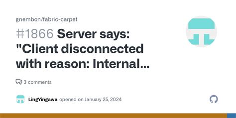Server Says Client Disconnected With Reason Internal Exception Io