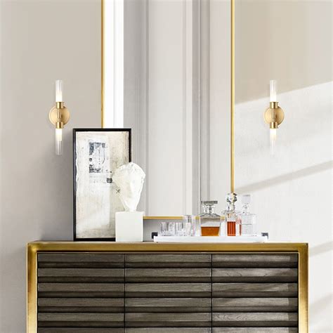 Modern Brass 2 Light Wall Sconce Bedroom Light Homary