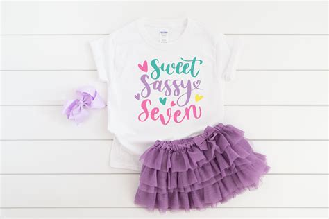Sweet Sassy Seven Girls 7th Seventh Birthday Shirt Girl 7th Etsy
