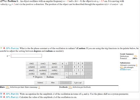 Solved 17 Problem 1 An Object Oscillates With An Angular