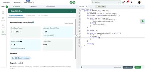 Gfg160 Gfg160 Geeksforgeeks Hindex Java Algorithms Academicmetrics Dsa Codingchallenge