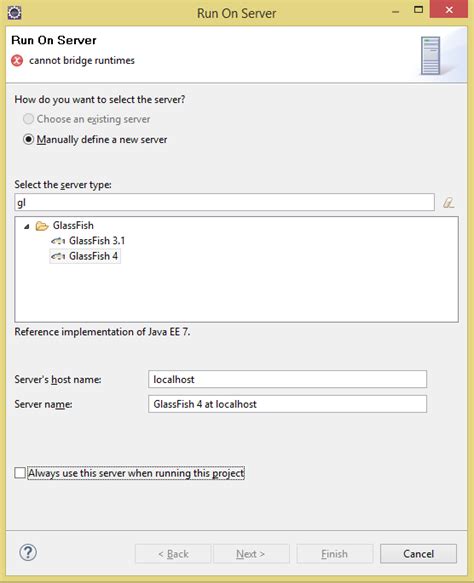 Glassfish 4 Glassfish4 And Eclipse Neon Cannot Bridge Runtimes