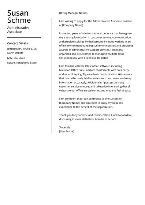 Administrative Associate Cover Letter Example For 2023 Skills And Templates