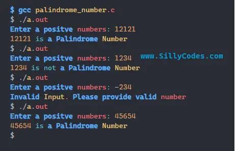 Check Palindrome Number In C Program SillyCodes
