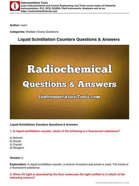 Liquid Scintillation Counters Questions Answers Pdf Fluorescence Atomic
