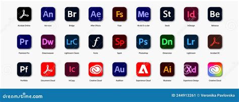Adobe Product Logotype Set Collection Button Illustrator Photoshop