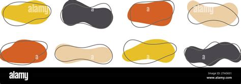 abstract organic shapes collection long irregular liquid forms set