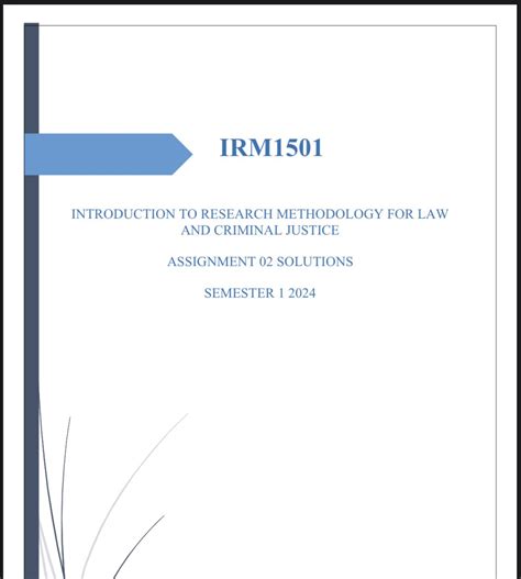 IRM1501 ASSIGNMENT 02 SOLUTIONS SEMESTER 1 2024 StudyPass