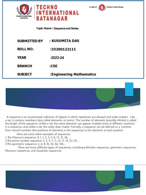 Engineering Mathematics Ppt Pdf Sequence Mathematics