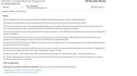 Module Entity Attribute Assignment Possible Chegg