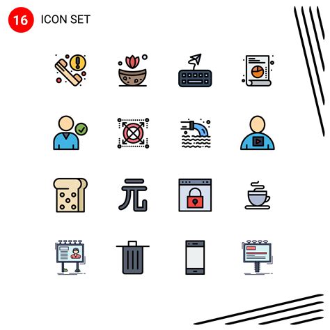 Mobile Interface Flat Color Filled Line Set Of 16 Pictograms Of Target Use Keyboard Complete
