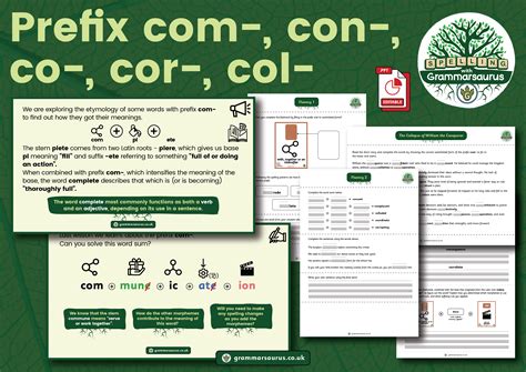 Y6 Objective 6 Prefix Com Con Co Cor Col Grammarsaurus