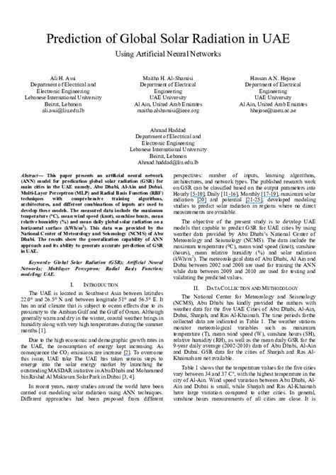 pdf prediction of global solar radiation in uae using artificial