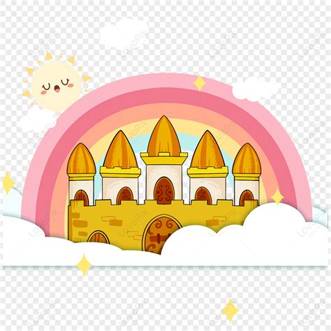 노란색 만화 일러스트 성 무지개 바 이윤 태양 Png 일러스트 무료 다운로드 Lovepik