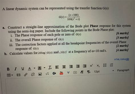 Solved A Linear Dynamic System Can Be Represented Using The