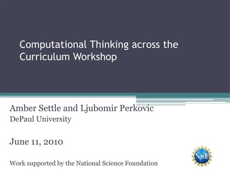 PPT Computational Thinking Across The Curriculum Workshop PowerPoint Presentation ID