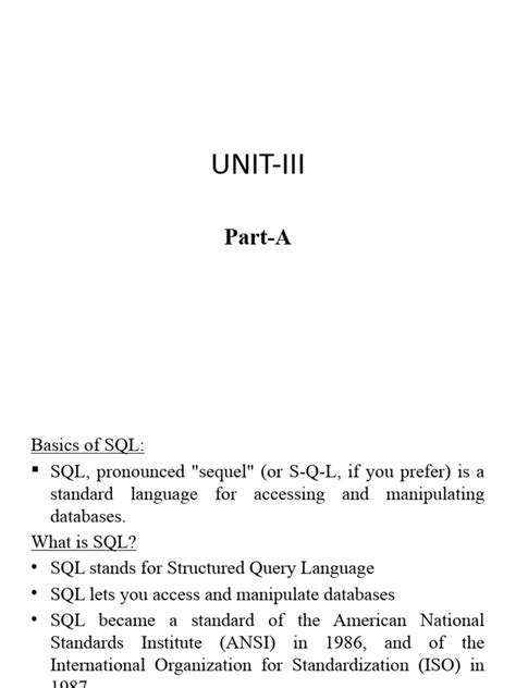 Dbms Unit Iii Pdf Sql Databases