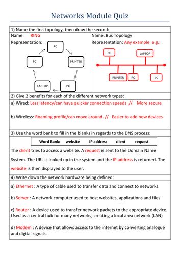 gcse computer science module quiz networks and cyber security