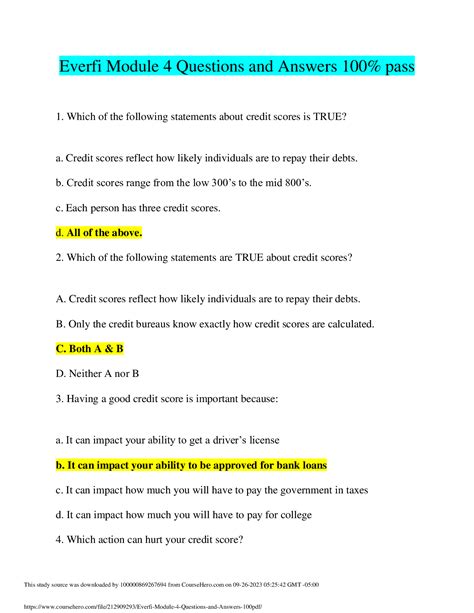 everfi module 4 questions and answers 100 pass scholarfriends
