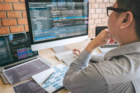 Professional Developer Programmer Working A Software Website Design And