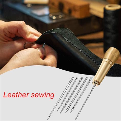 Badu Bg Медна дръжка Комплект игли за шило Инструмент за ръчни шевове за ремонт на платнена