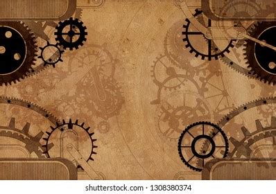 Vintage Steampunk Old Background Paper Canvas Stock Illustration