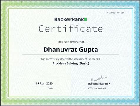 Dhanuvrat Gupta On Linkedin Hackerrank