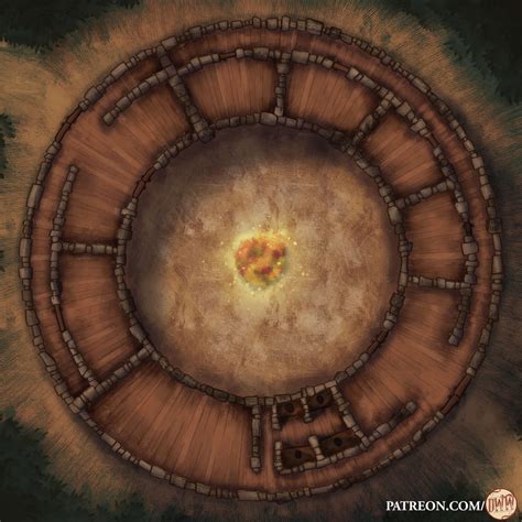 Fighting Pit Filling With Lava Phased Battle Map [battlemap][40x40] R Fantasymaps