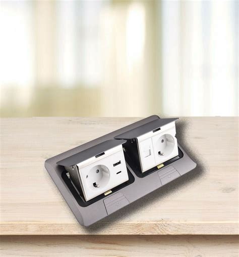 Выдвижная встраиваемая розетка в пол 2 розетки Usb Type C