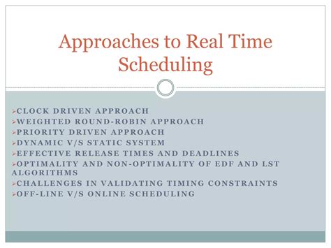 Approaches To Real Time Scheduling Pptx Computer Software And Applications Computing