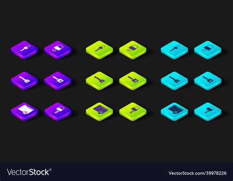 Set Folder And Lock Lock Picks For Picking Key Vector Image