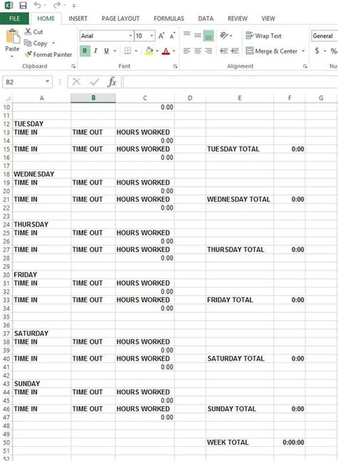 Microsoft Office Templates Time Card Employee Timesheet On Excel
