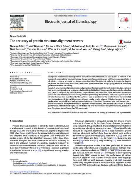 Pdf Comparative Accuracy Of Protein Alignment Servers
