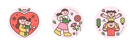 가정의 달 부모님께 감사하고 자녀를 사랑하는 사람들 프리미엄 벡터